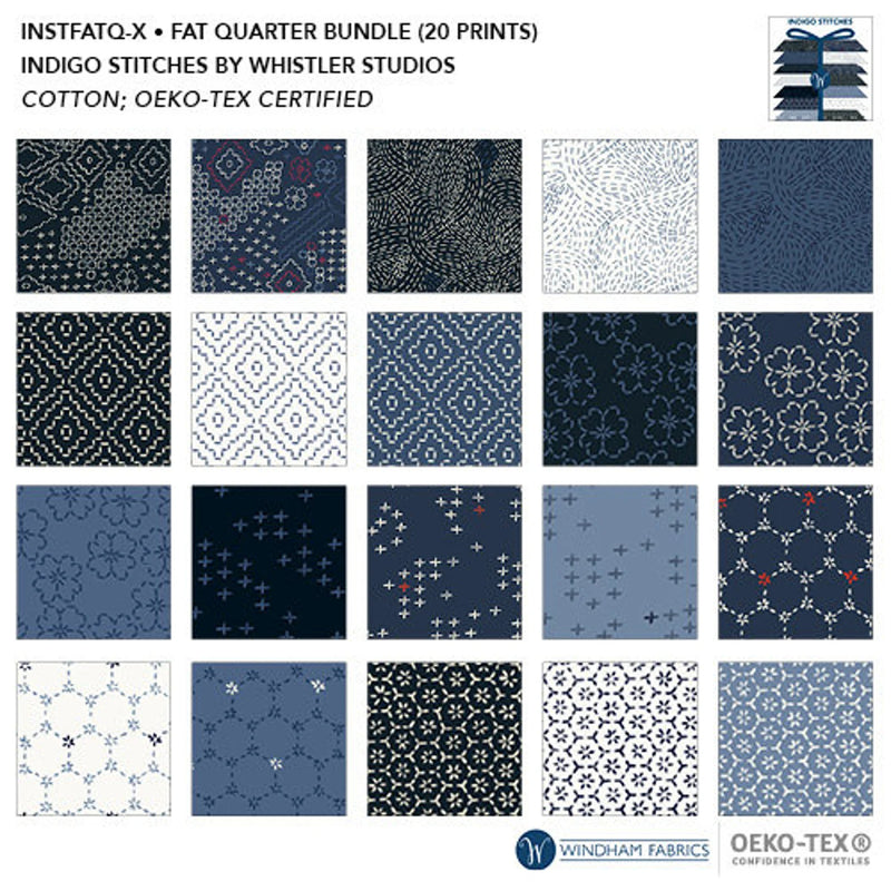 +#Indigo Stitches Fat Quarter Bundle - 20 Fat Quarters – Love Lee Fabric